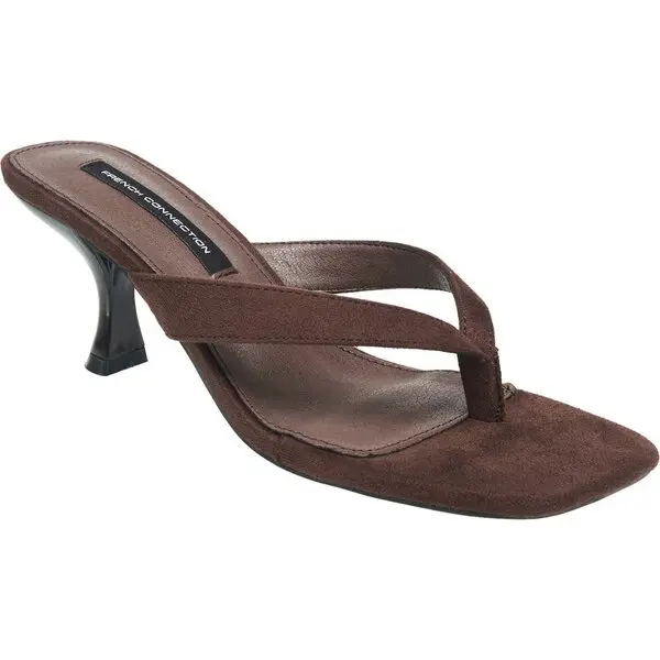 French Connection Trinity Faux Suede Thong Kitten Heel