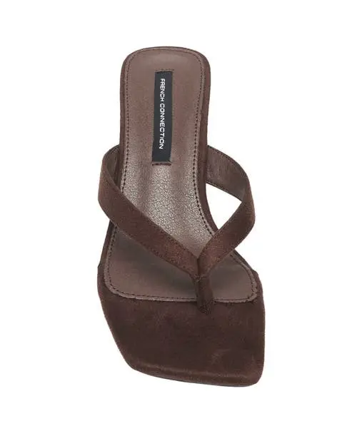 French Connection Trinity Faux Suede Thong Kitten Heel