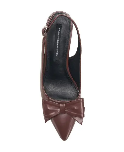 French Connection Bianca Oversized Bow Kitten Heel Pumps - Brown