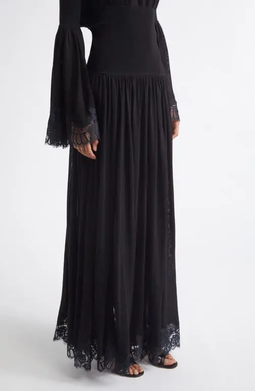 Zimmermann Valiant High Waist Lace Trim Maxi Skirt