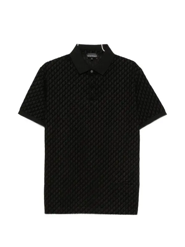 Emporio Armani Allover Logo Polo Shirt - Black