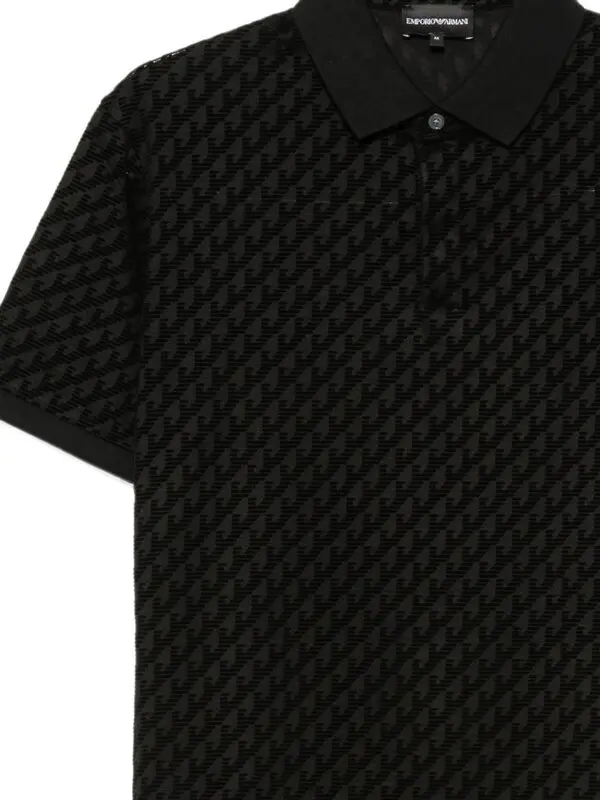 Emporio Armani Allover Logo Polo Shirt - Black
