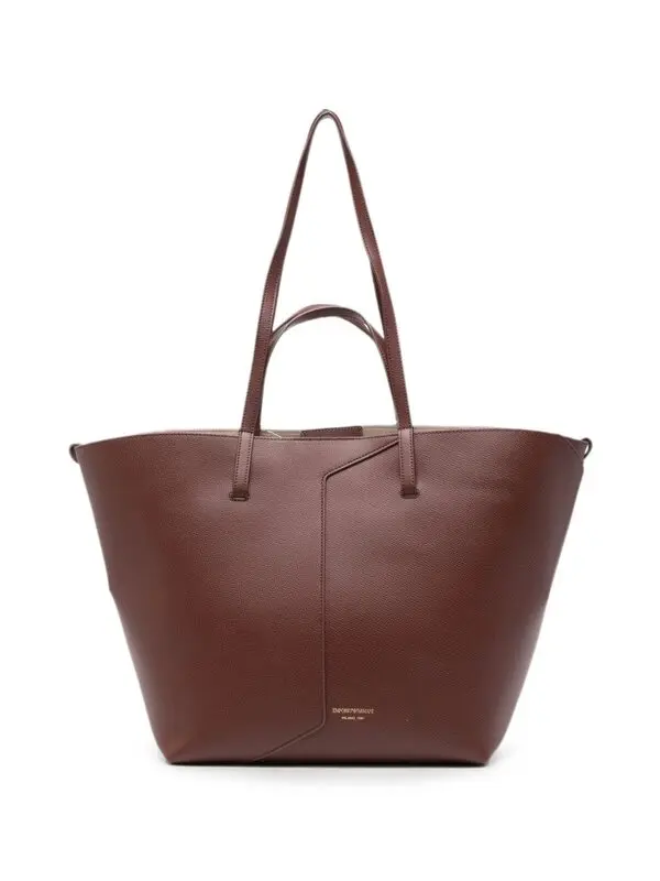 Emporio Armani Medium Leather Tote Bag - Brown