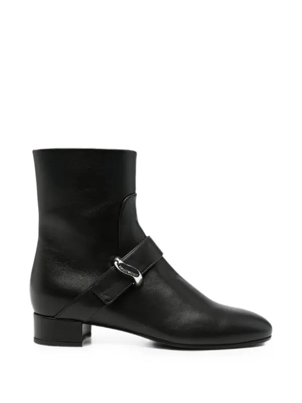 Emporio Armani Leather Buckled Ankle Boots