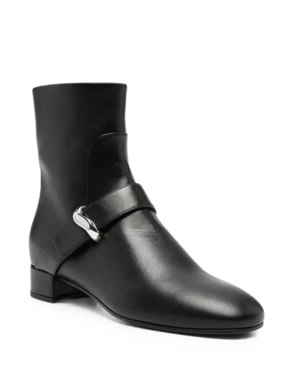 Emporio Armani Leather Buckled Ankle Boots