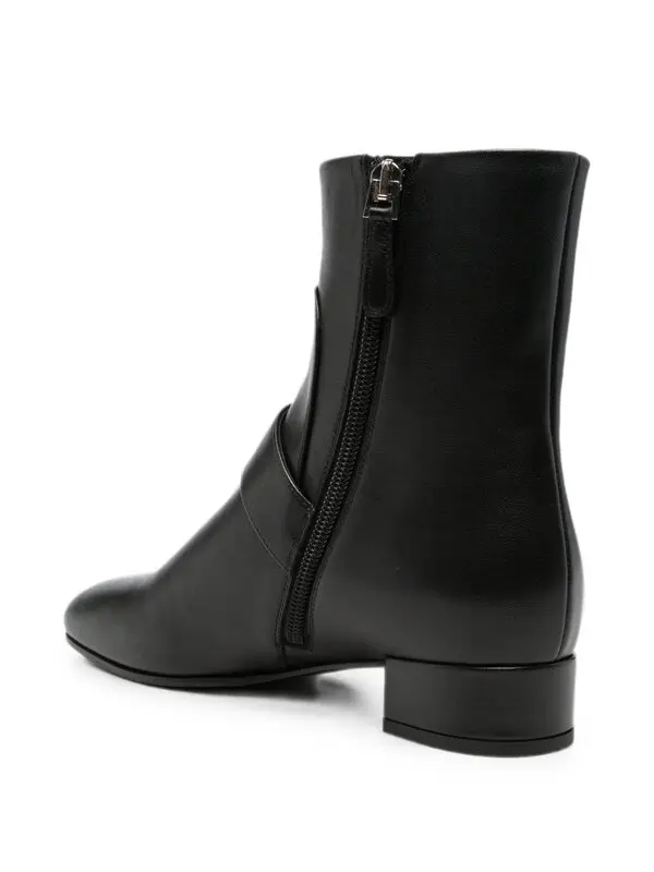 Emporio Armani Leather Buckled Ankle Boots