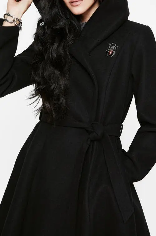 DISTURBIA Camilla Tie Waist Hooded Coat