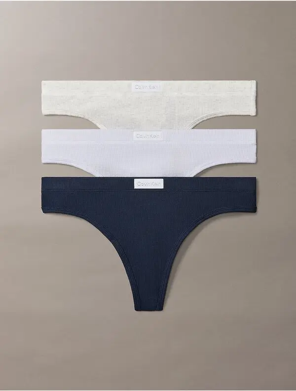 Calvin Klein Classic Comfort Cozy Waffle 3-pack Thong - Speakeasy Multi