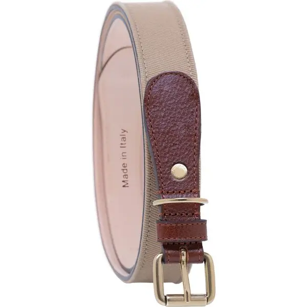 Ghurka Classic Twill Belt With Leather Trim - Khaki