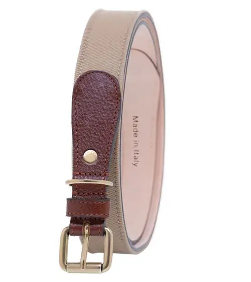 Ghurka Classic Twill Belt With Leather Trim