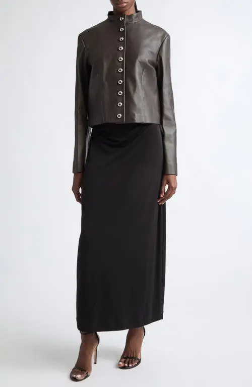 Altuzarra Dixon Leather Cropped Jacket - Fudge
