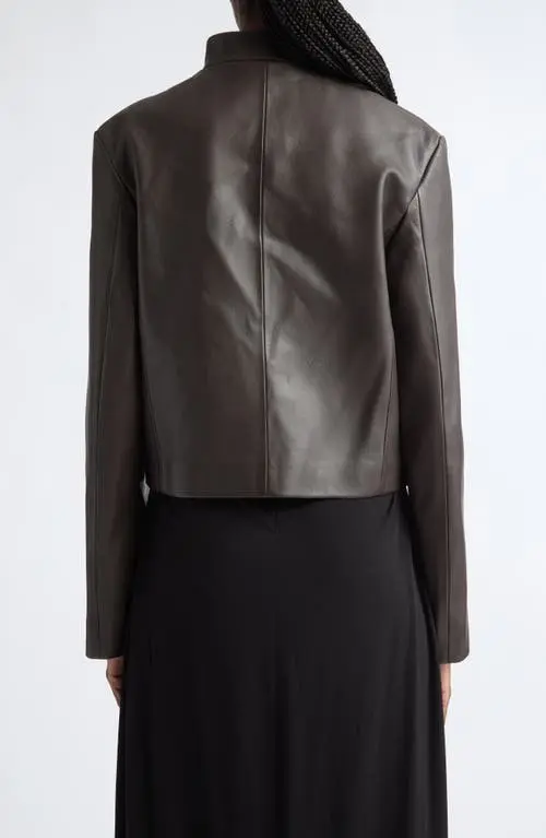 Altuzarra Dixon Leather Cropped Jacket - Fudge