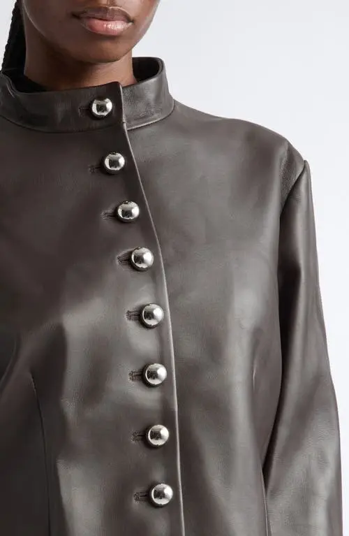Altuzarra Dixon Leather Cropped Jacket - Fudge