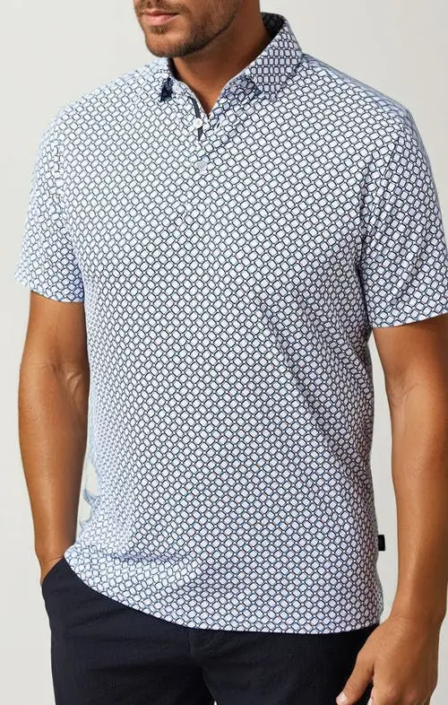Stone Rose Geo Print Techno Stretch Polo
