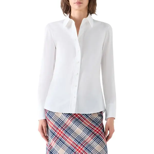 Akris Stretch Cotton Blend Button-up Shirt