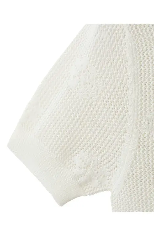 Mango Floral Crochet Short Sleeve Sweater