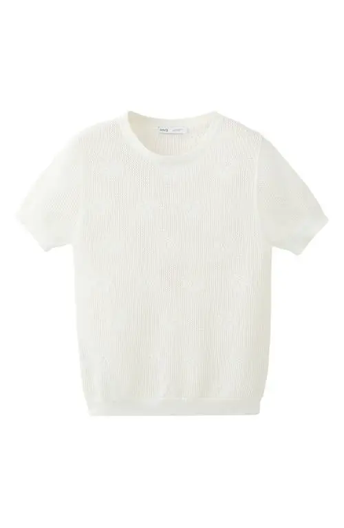 Mango Floral Crochet Short Sleeve Sweater