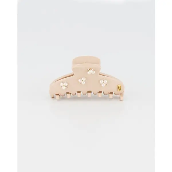 Alexandre De Paris Small Pearls And Crystals Acetate Hair Clip