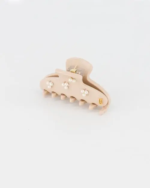 Alexandre De Paris Small Pearls And Crystals Acetate Hair Clip