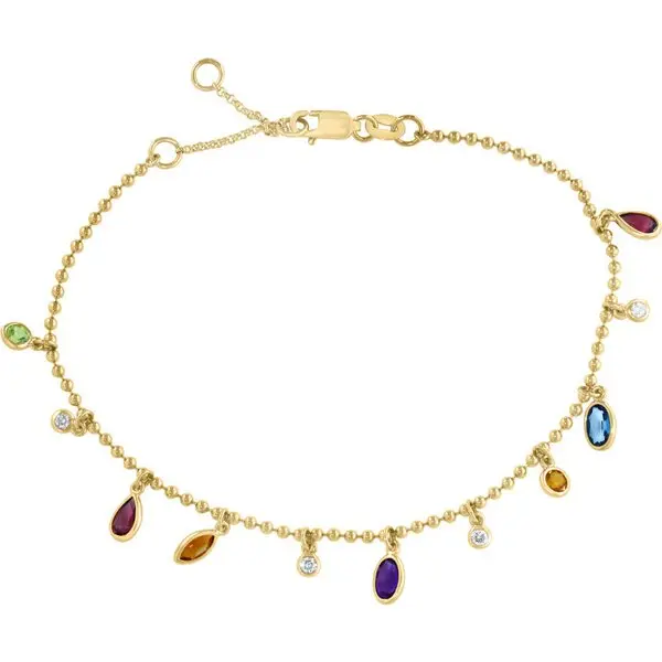 EFFY 14k Yellow Gold Rainbow Gemstone Dangle Bracelet - 14k Gold