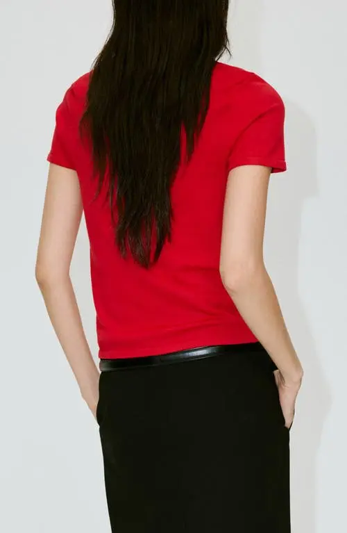 Mango Short Sleeve Fine Knit Sweater - Red