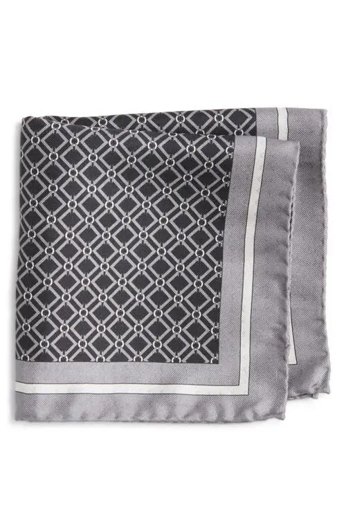 JACK VICTOR Equestrian Silk Pocket Square - Black