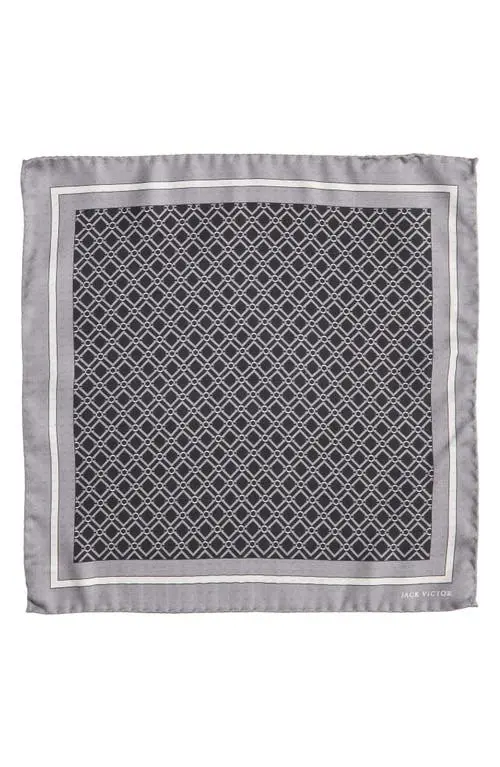 JACK VICTOR Equestrian Silk Pocket Square - Black