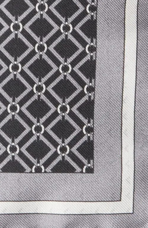 JACK VICTOR Equestrian Silk Pocket Square - Black