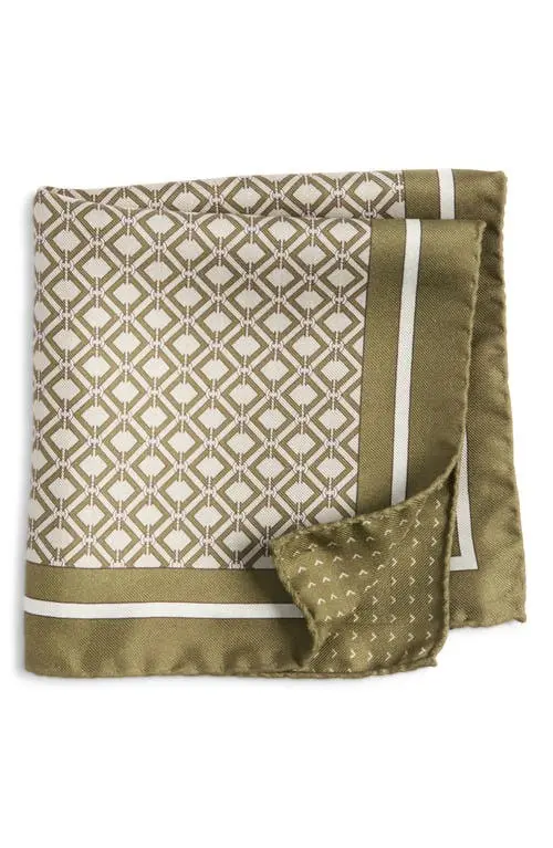 JACK VICTOR Equestrian Silk Pocket Square - Linen
