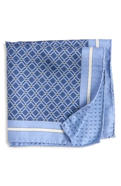 JACK VICTOR Equestrian Silk Pocket Square - Navy