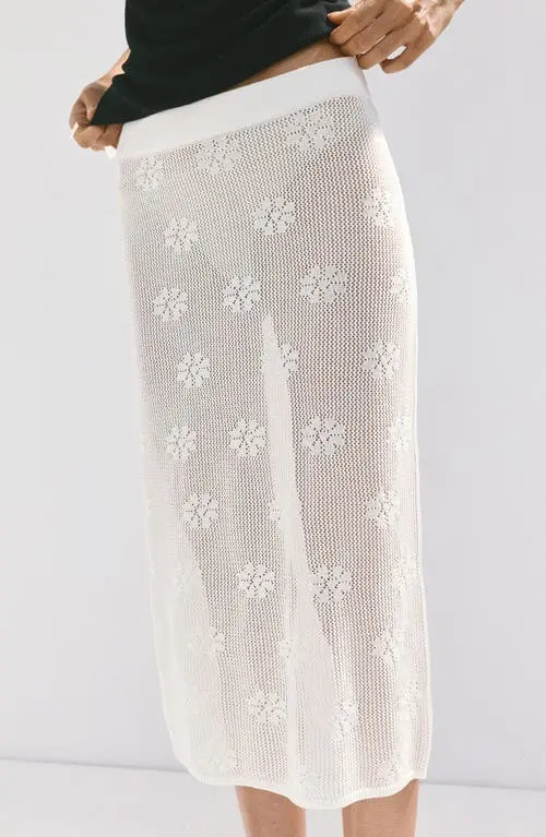 Mango Floral Crochet Midi Skirt