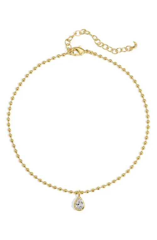 Lili Claspe Mini Cleo Pear Anklet With Cubic Zirconia Charm - Gold