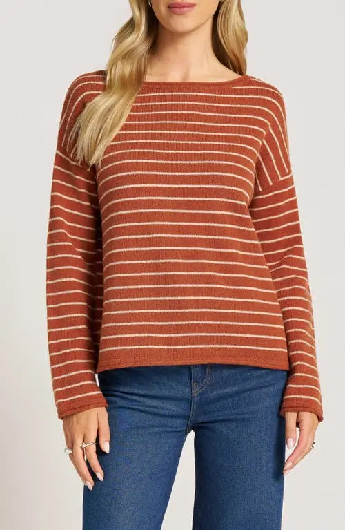 Matty M. Striped Boat Neck Sweater - Terracotta