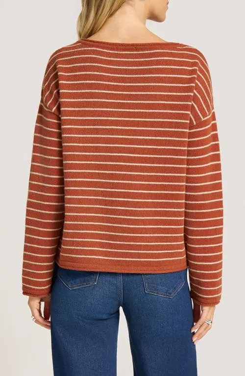Matty M. Striped Boat Neck Sweater - Terracotta