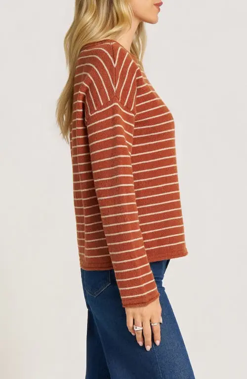Matty M. Striped Boat Neck Sweater - Terracotta