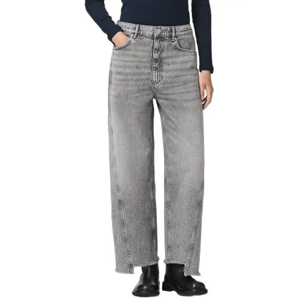 ALLSAINTS Fox High Waist Raw Hem Wide Leg Jeans