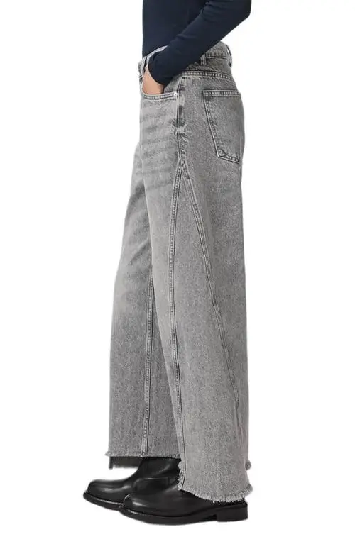 ALLSAINTS Fox High Waist Raw Hem Wide Leg Jeans