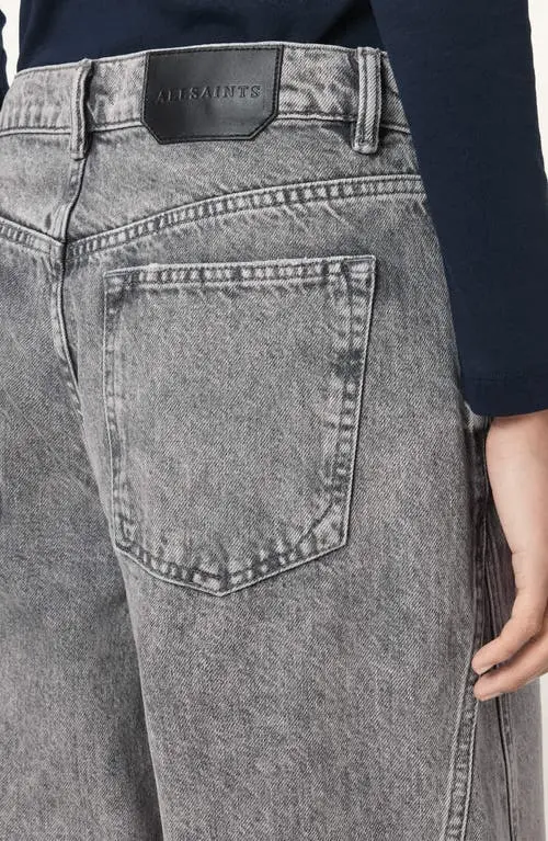 ALLSAINTS Fox High Waist Raw Hem Wide Leg Jeans