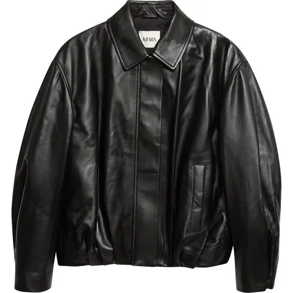 ARMA Melis Leather Bomber Jacket - Black