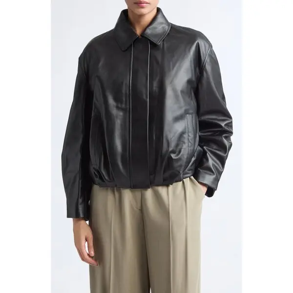 ARMA Melis Leather Bomber Jacket - Black
