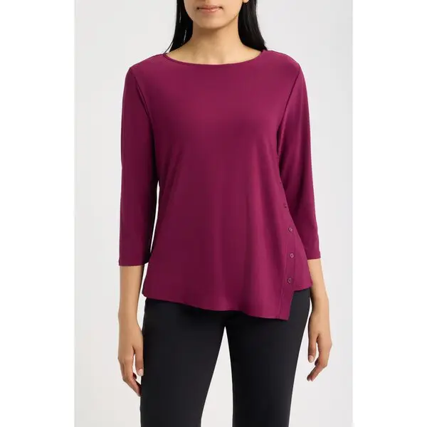 Anne Klein Asymmetric Button Hem Top