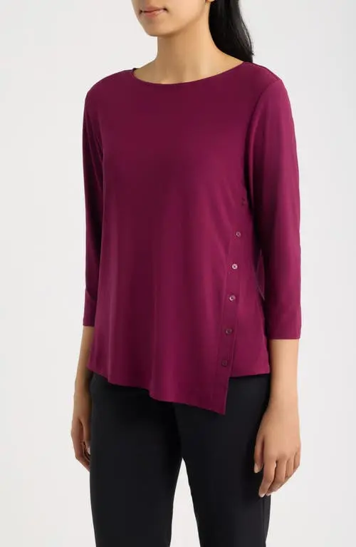 Anne Klein Asymmetric Button Hem Top