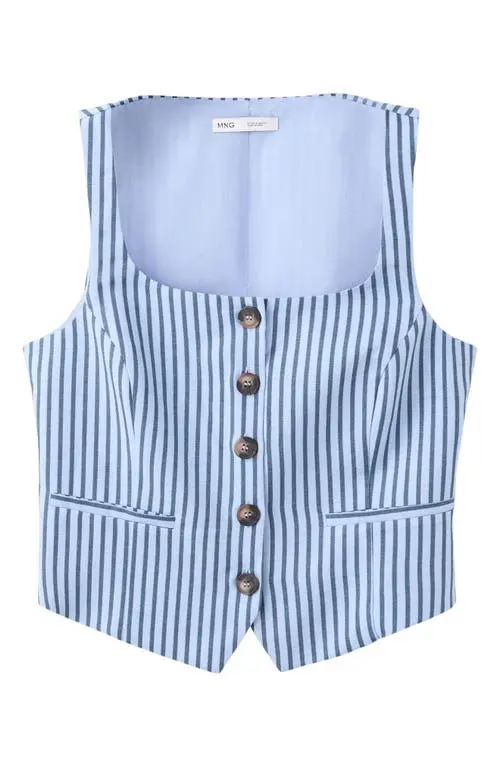 Mango Striped Buttoned Vest