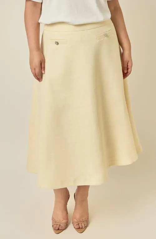 Endless Rose Tweed A-line Maxi Skirt - Butter