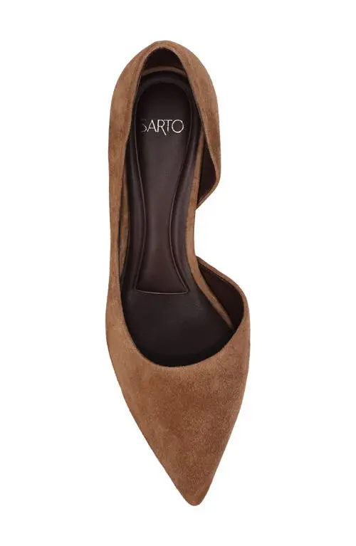 Franco Sarto Suede Pointed Toe D'orsay Pumps - Brown Suede
