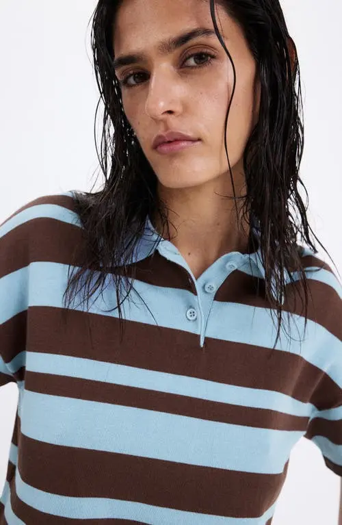 Mango Striped Cotton Blend Polo