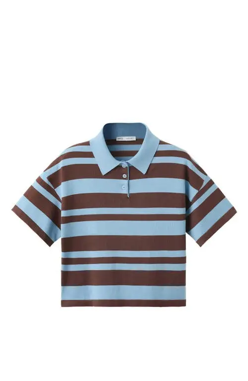 Mango Striped Cotton Blend Polo