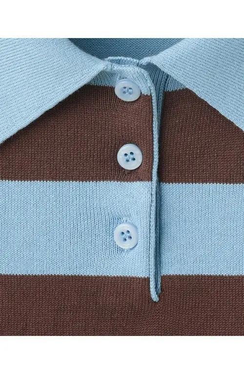 Mango Striped Cotton Blend Polo