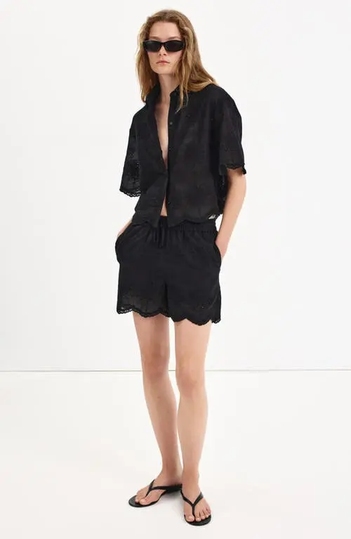 Mango Embroidered Cropped Shirt