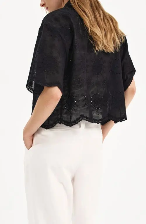 Mango Embroidered Cropped Shirt